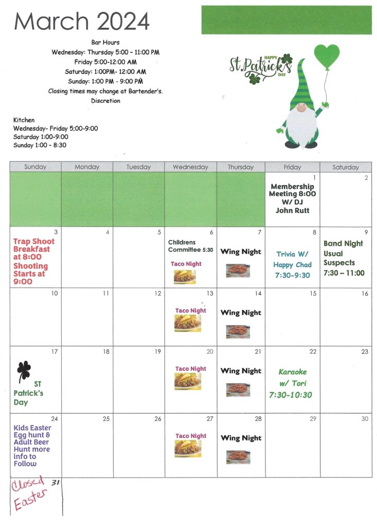 March 2024 Calendar – Sleepy Hollow AC