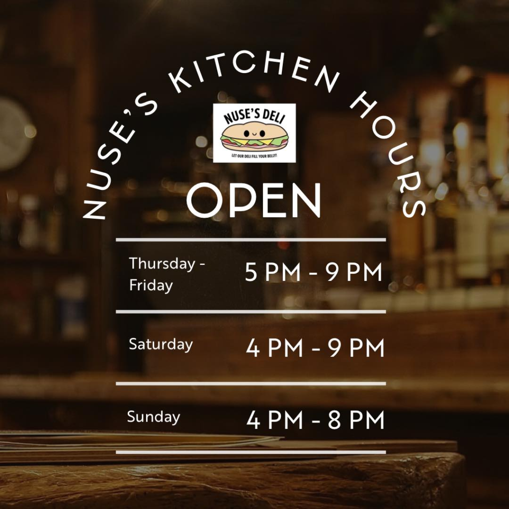 Nuse’s Kitchen Hours until Sunday – Sleepy Hollow AC